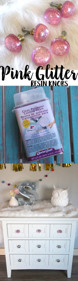 Pink Glitter Resin Knobs DIY - Resin Crafts Blog