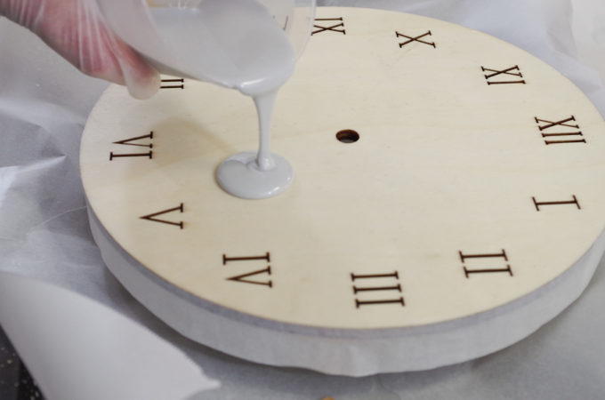 Wood and Resin Clock- Pour resin onto clock face - Resin Crafts Blog