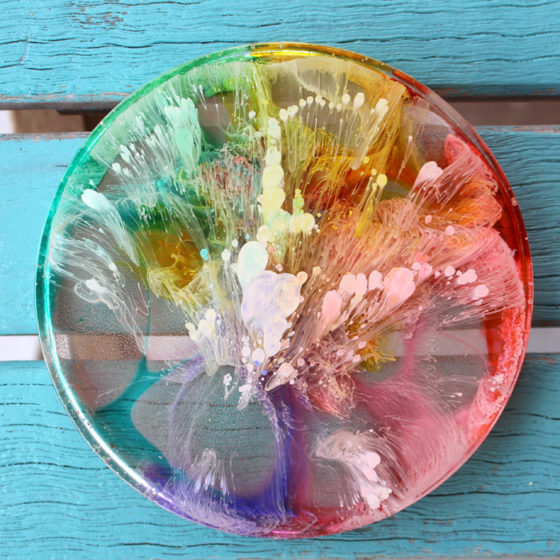 Petrified Rainbow Resin Coasters with Alcohol Ink DIY - Resin Crafts Blog