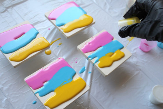 Sunset Rainbow Poured Resin Coasters DIY - Resin Crafts Blog